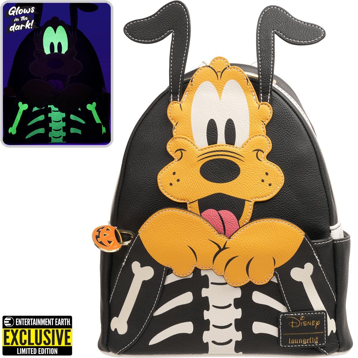 Loungefly Disney Pluto Skellington Glow-in-The-Dark Mini-Backpack - Entertainment Earth Exclusive