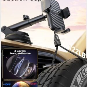 ACMEZING 3-in-1 Car Phone Holder Mount 【Extreme Terrain Stability】 Dashboard Windshield Air Vent 【Double Metal Hook】 Cell Phone Holders for Your Car for iPhone Samsung All Smartphones & All Car Model