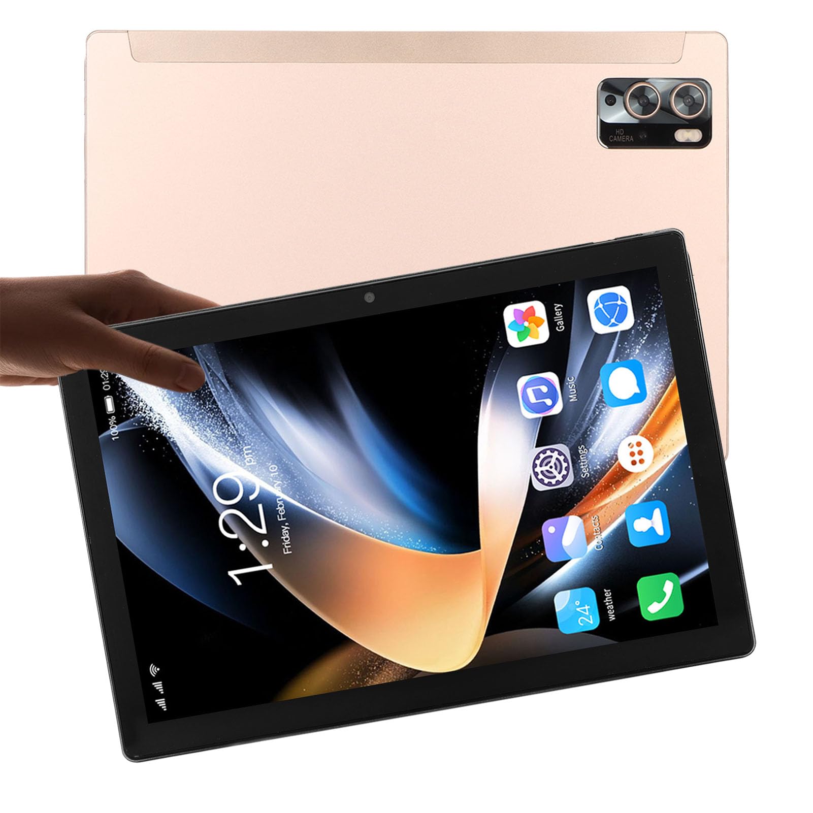 Tablet 10.1 inch AndroidTablet PC, 4G LTE Computer Tablets 8GB RAM 256GB ROM, 5G WiFi Tablet with FHD Large Screen, 7000mAh Battery Tablet 8MP 16MP Dual Camera (Gold)