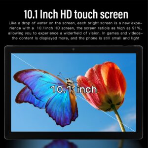 Tablet 10.1 inch AndroidTablet PC, 4G LTE Computer Tablets 8GB RAM 256GB ROM, 5G WiFi Tablet with FHD Large Screen, 7000mAh Battery Tablet 8MP 16MP Dual Camera (Gold)