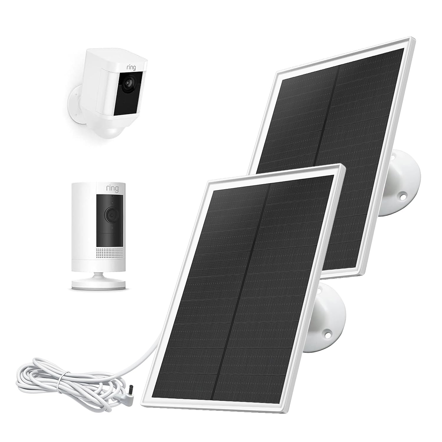 Ring Camera Solar Panel, Compatible with Ring Stick Up Cam Battery, Ring Spotlight Cam Battery, Not for Spotlight Plus/Pro, Waterproof, 6W Fast Charging, DC3.5mm Plug (2Pack)