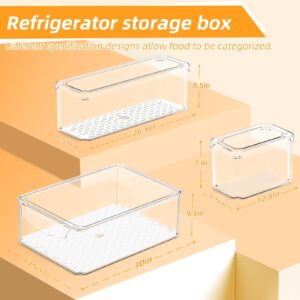 12 Pack Fridge Organizer, Refrigerator Organizer Bins with Lids, Clear Stackable BPA-Free Produce Fruit Storage Containers and Plastic Pantry Organization for Food