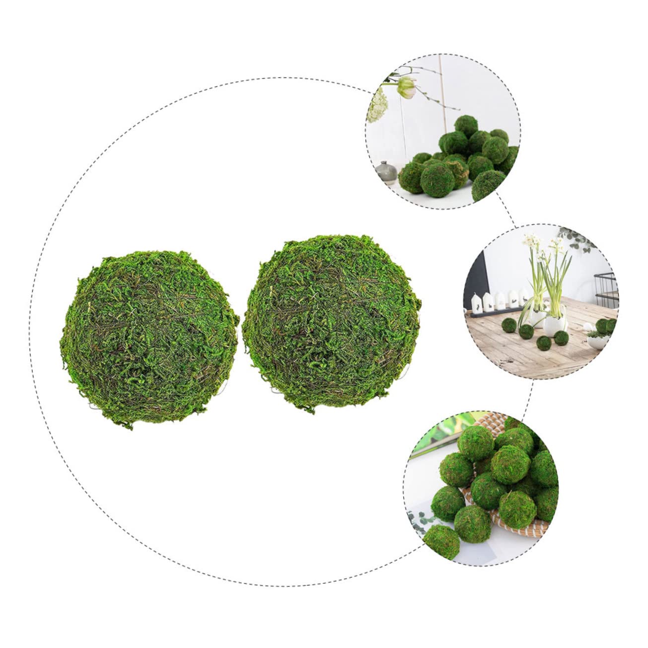 Abaodam Wedding Mossy Balls 2pcs Artificial Home Decor Artificial Green Plant Fake Mossy Balls Floral Mosses Ball Decoration Fake Moss Balls Decorative Moss Balls Grass Ball Wedding Foam