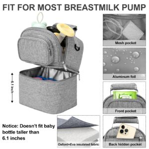 Breastmilk Cooler Bag with Ice Pack Bottle Cooler Bag for Baby Milk Breast Pump Bag with Cooler Double Deck Breast Milk Storage Bag for Breastfeeding Nursing Daycare Insulated Lunch Bag with Strap