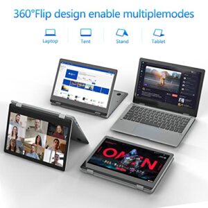 jumper Laptop, 11.6" HD Touch Screen Laptop, Flip Ultrabook with Quad-Core Intel Celeron N4100, 4GB DDR4 128GB SSD, Laptops Computer, 2.4/5GHz WiFi, BT4.2, Dual Speakers, USB 3.0(Dark Grey)