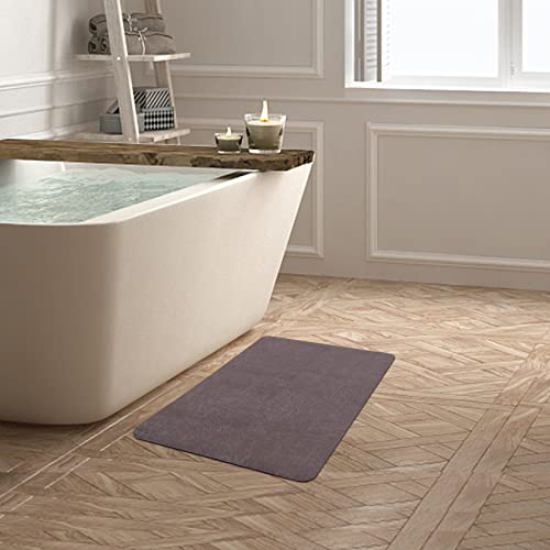 FairOnly Bath Mat Rug Thin Under Door Bathroom Floor Mats Rubber Non Slip Super Absorbent Bathroom Rugs for Bathtub Shower Sink Bathroom Under Door, 17" x 24", Brown