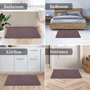 FairOnly Bath Mat Rug Thin Under Door Bathroom Floor Mats Rubber Non Slip Super Absorbent Bathroom Rugs for Bathtub Shower Sink Bathroom Under Door, 17" x 24", Brown