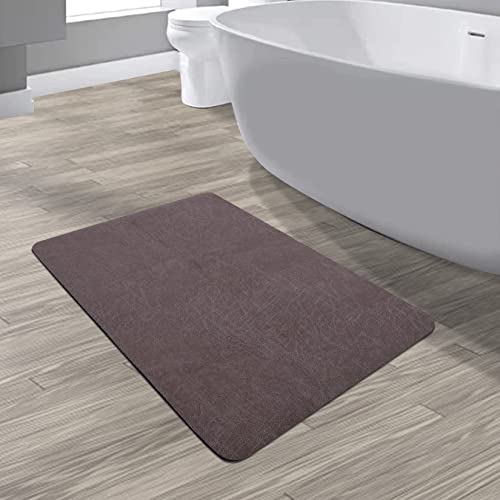 FairOnly Bath Mat Rug Thin Under Door Bathroom Floor Mats Rubber Non Slip Super Absorbent Bathroom Rugs for Bathtub Shower Sink Bathroom Under Door, 17" x 24", Brown