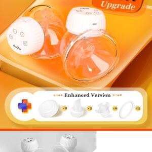 BIOBOO Hug Spa-Level Breast Pump Hands Free, Including Replacement Accessories, Hands Free Breast Pump, Double-Sealed Flower Flange - 24mm, 2 Pack