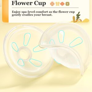 BIOBOO Hug Spa-Level Breast Pump Hands Free, Including Replacement Accessories, Hands Free Breast Pump, Double-Sealed Flower Flange - 24mm, 2 Pack