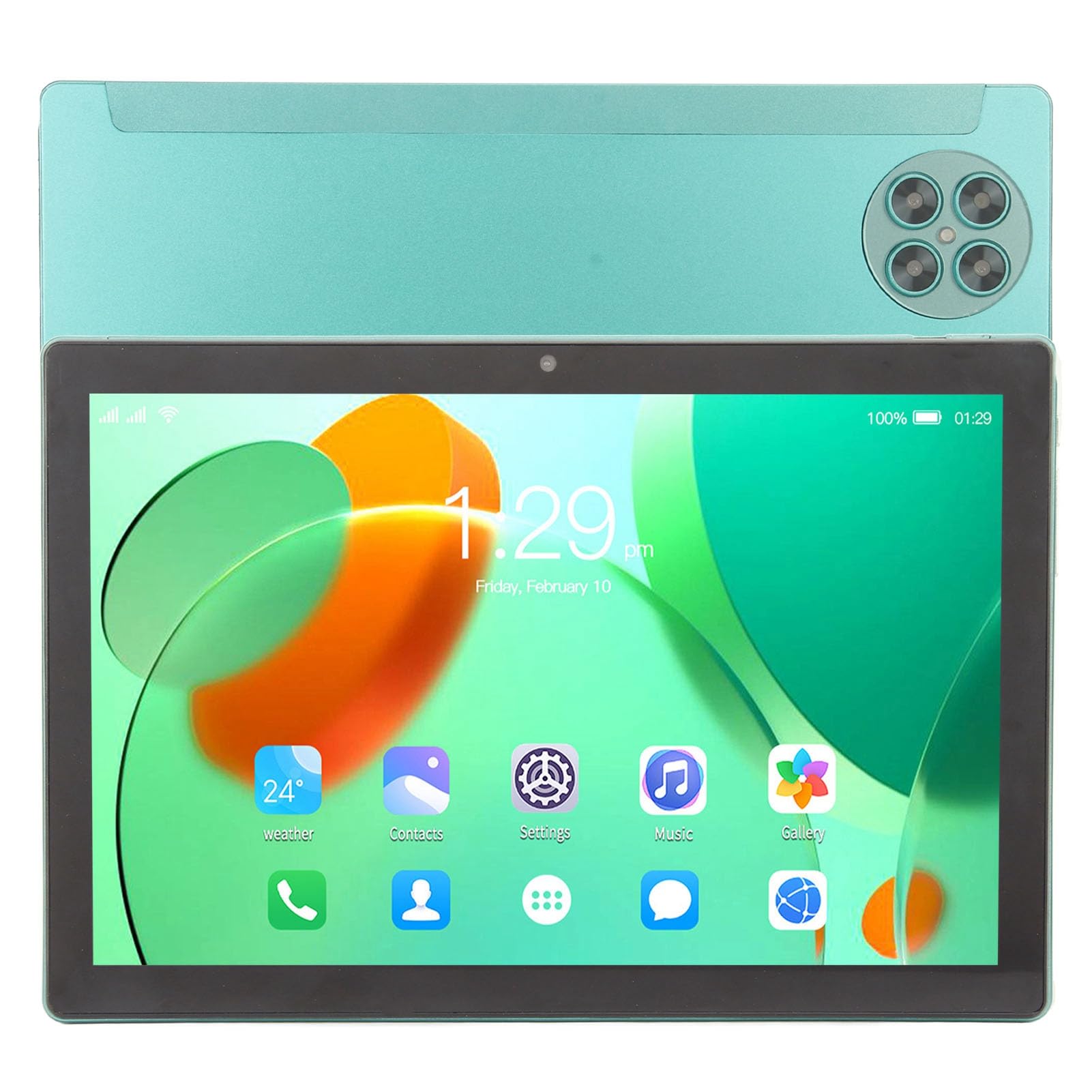 10.1 Inch 2 in 1 Tablet, 8GB RAM 256GB ROM, 5G WiFi, FHD Tablet with Keyboard, Supports 4G Network, Green (US Plug)