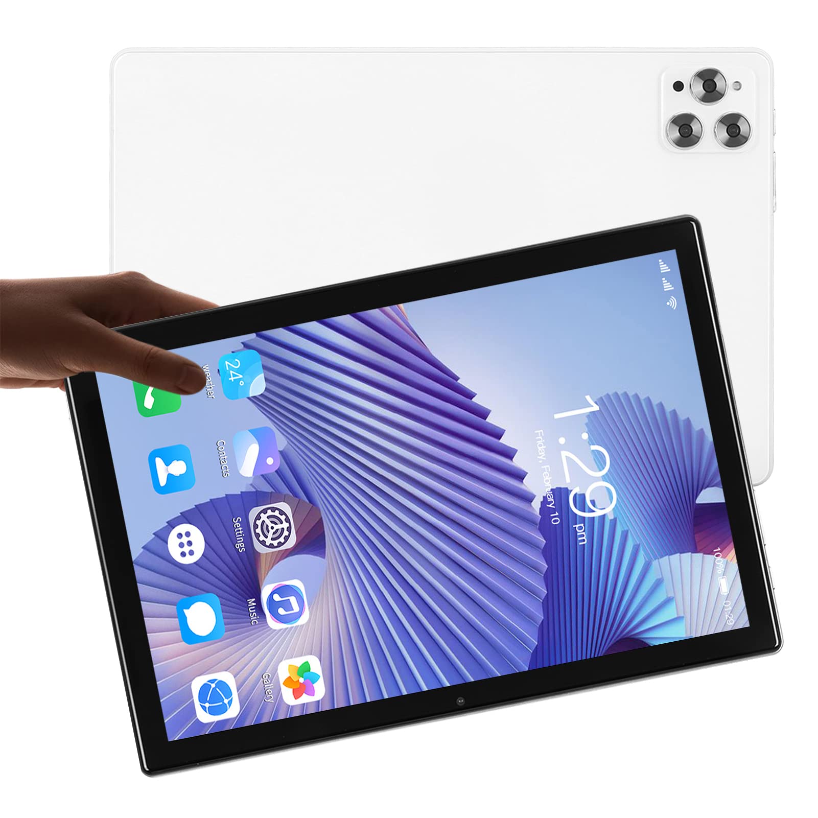 White FHD 10.1 Inch Tablet, Octa Core, 8GB RAM, 256GB ROM, Dual Camera, 4G LTE, BT Keyboard, 7000mAh Battery (US Plug)