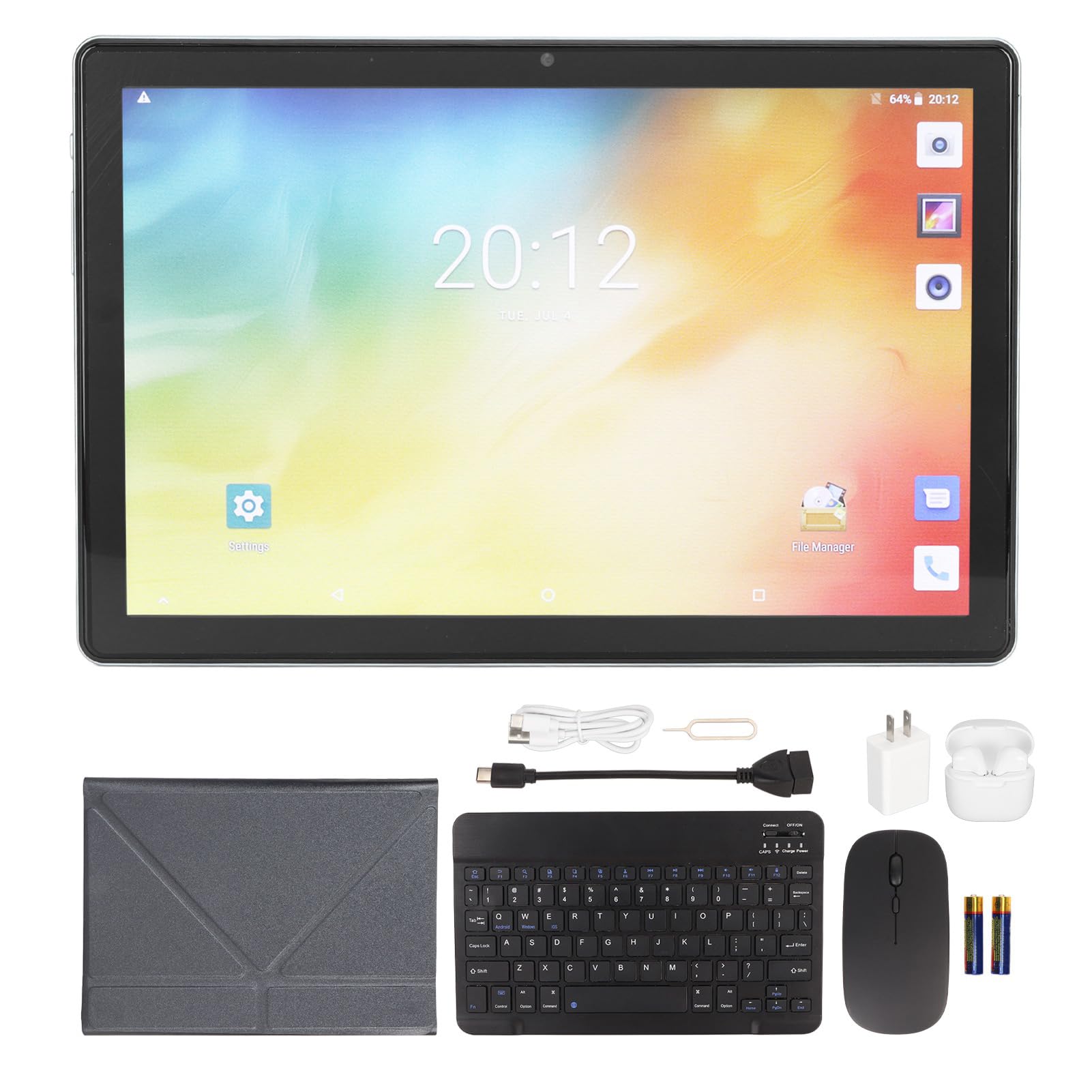 Luqeeg 10.1 Inch Tablet Set, Multifunction Touch Screen Tablet US Plug 100‑240V Keyboard Mouse 12.0 (#2)