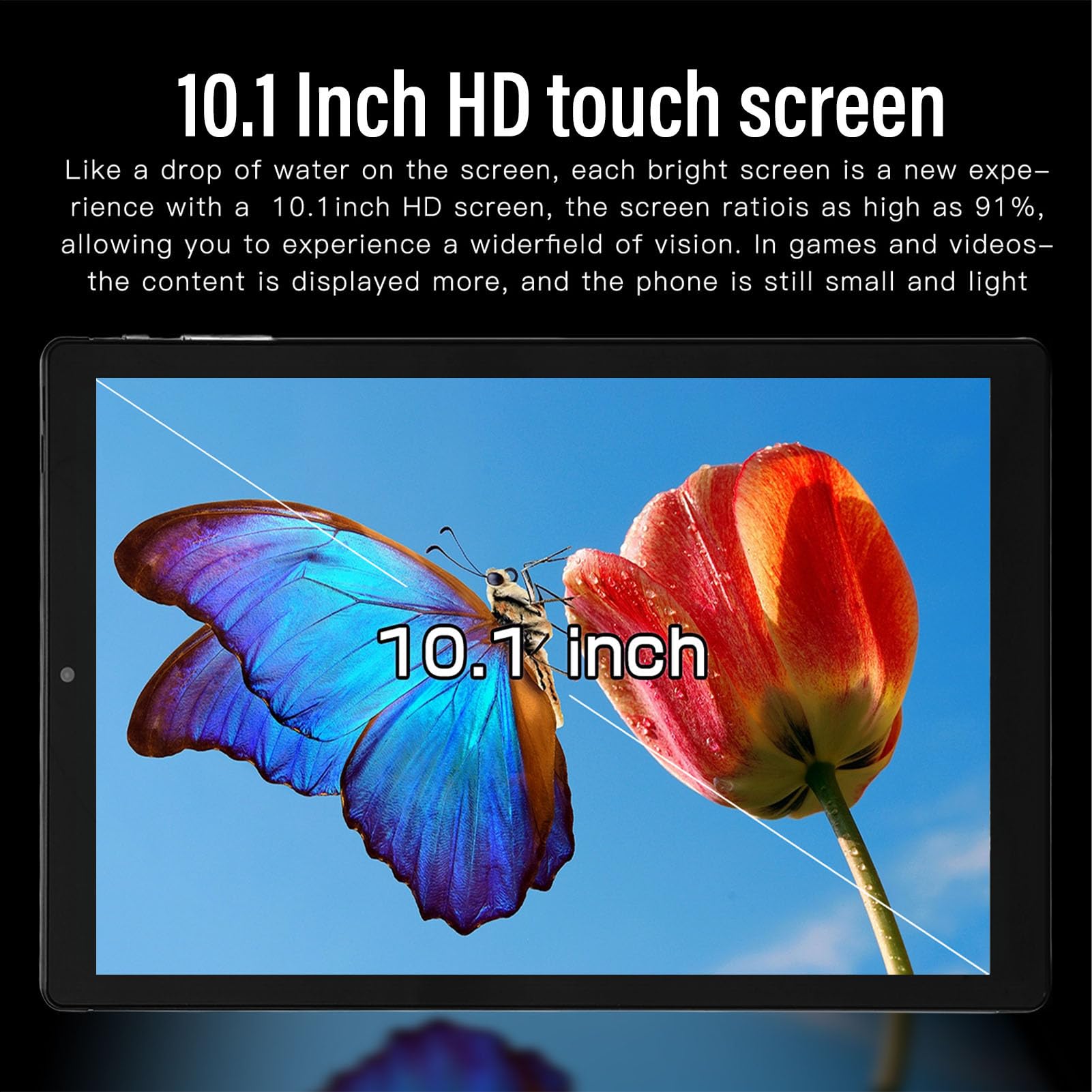 Luqeeg 10.1 Inch FHD Tablet, 100‑240V 6GB RAM 128GB ROM MT6735 Deca Core 5G WiFi 8800mAh 2 in 1 Tablet PC Dual Camera for Android 12 for Gaming (US Plug)