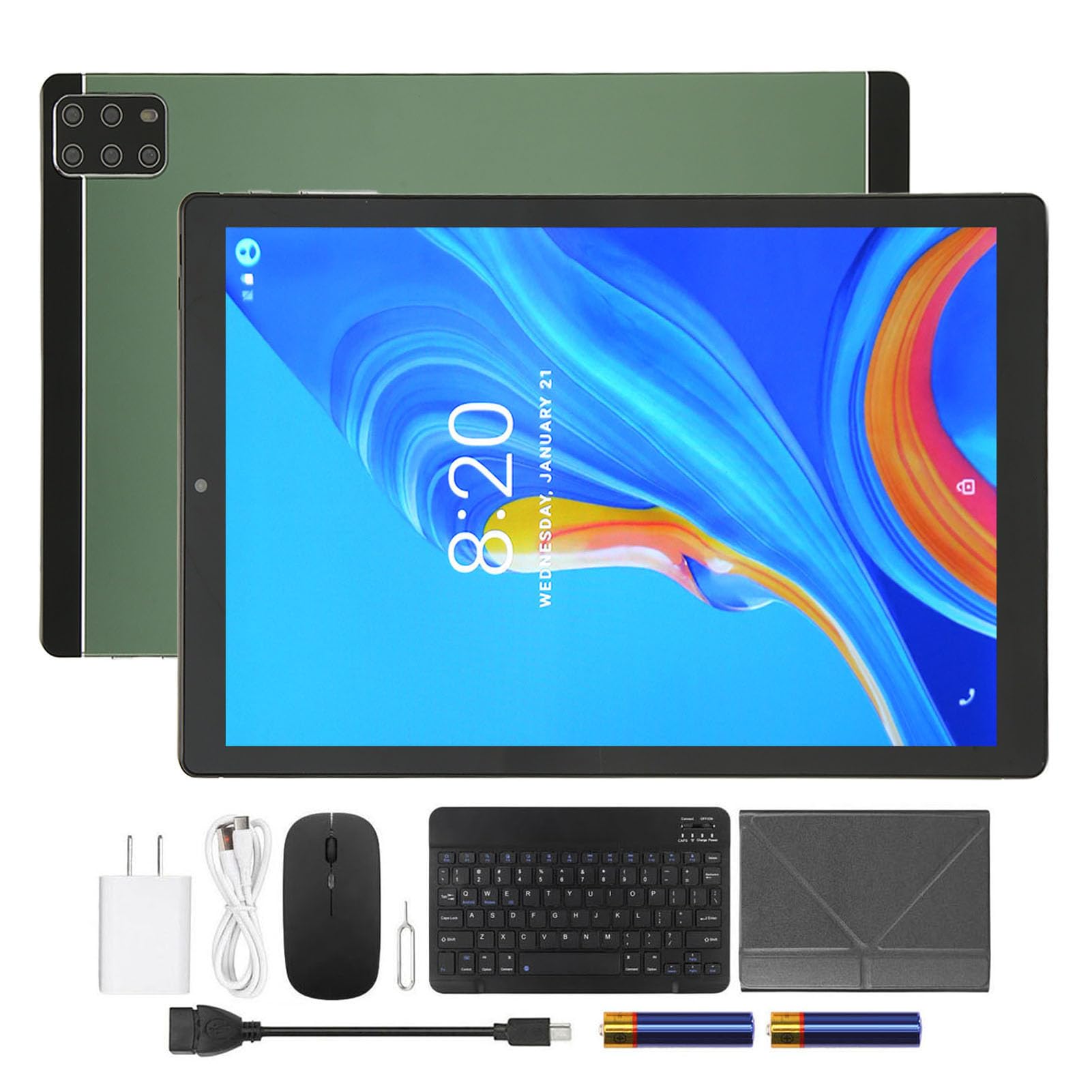 Luqeeg HD Tablet, 2 in 1 Tablet 5GWiFi MT6735 Deca Core CPU 1960x1080 for Android 12 for Business (US Plug)