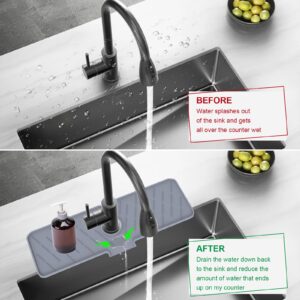 18 Inch Sink Splash Guard,18” x 5.9” Faucet Handle Drip Catcher Tray, Faucet Water Catcher Mat, Faucet Splash Guard, Faucet Mat for Kitchen, Bar Prep Sink, Bathroom, Laundry Room, Farmhouse(Gray)