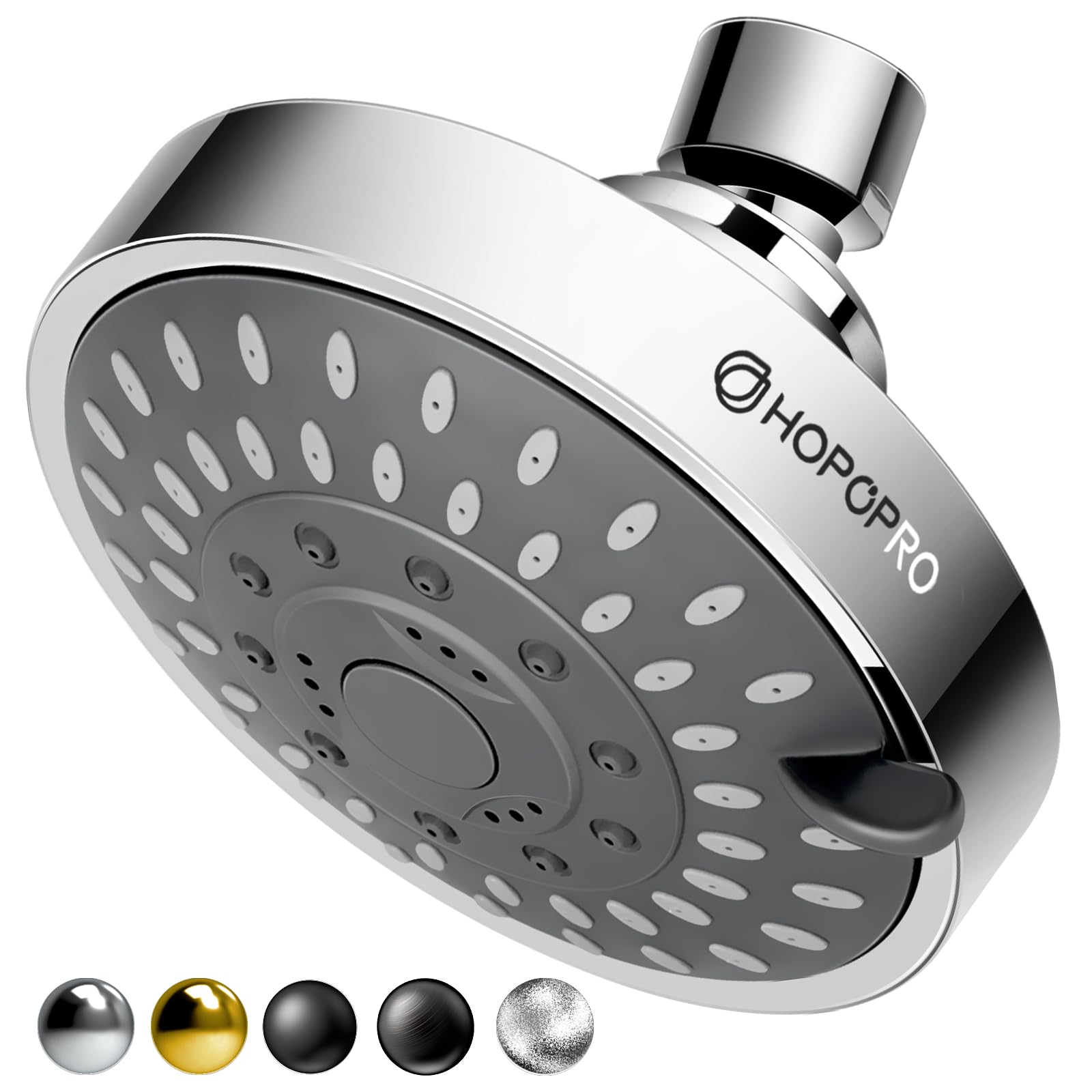 HOPOPRO NBC News Recommended 5 Modes High Pressure Shower Head 4.1 Inch High Flow Fixed Showerheads Bathroom Showerhead for Luxury Shower Experience Even at Low Water Pressure