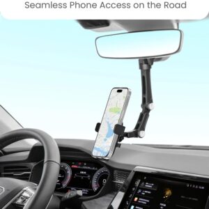 Karmus Rearview Mirror Phone Holder for Car, Rear View Mirror Phone Holder, Rotatable and Retractable Car Phone Holder Mount, Car Truck Essentials Accessories Compatible with All Cell Phones