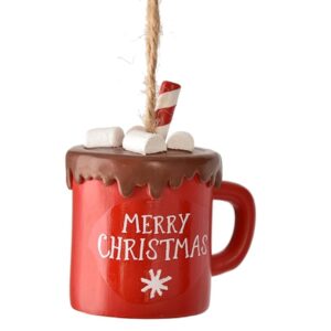 The Bridge Collection Merry Christmas Red Hot Cocoa Mug Ornament - Mug of Hot Chocolate Christmas Tree Ornaments - Comfort Food Ornament