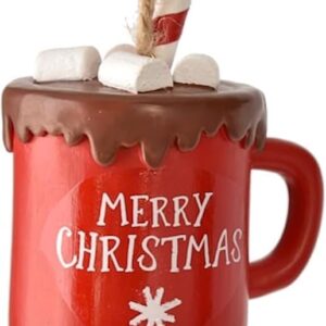 The Bridge Collection Merry Christmas Red Hot Cocoa Mug Ornament - Mug of Hot Chocolate Christmas Tree Ornaments - Comfort Food Ornament