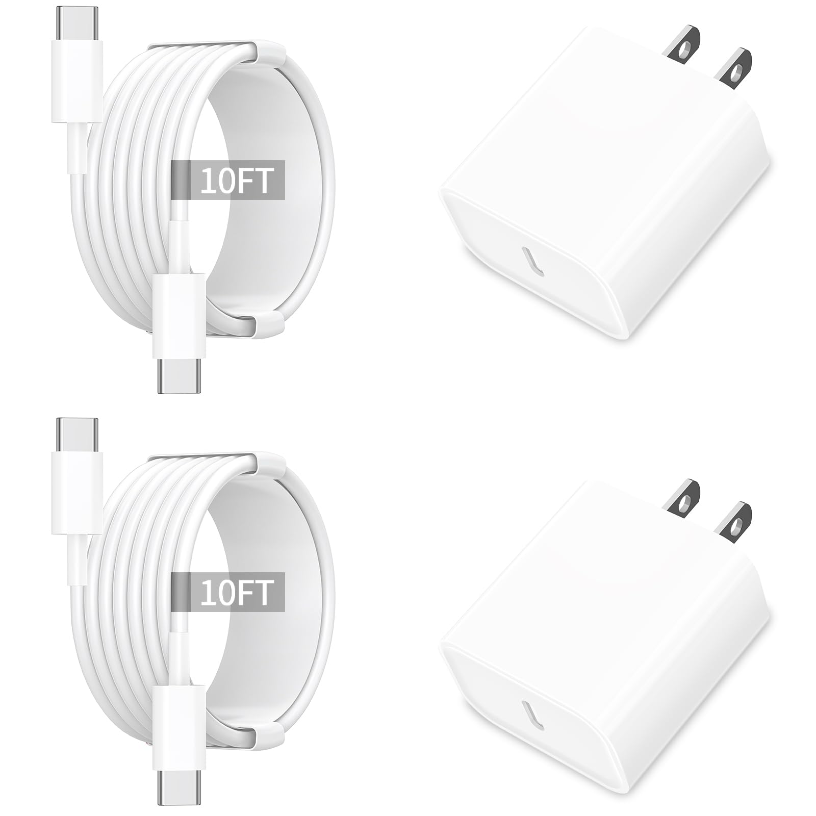 【MFi Certified】iPhone 15 Charger Fast Charging, Redpark 2Pack PD 20W USB-C Power Type-C Wall Charger Adapter + 10FT USB-C Charge Cable for iPhone 15/15 Plus/15 Pro/15 Pro Max/iPad Pro/Air/Mini/AirPods