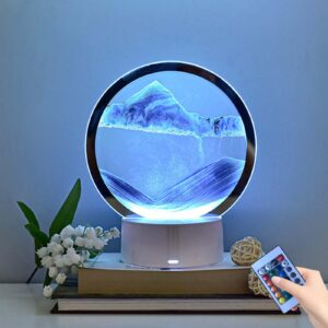 15ml usb quicksand table lamp, three-dimensional sand painting table lamp, mobile hourglass decorative ambient light, living room bedroom quicksand table lamp, home decoration, gifts (blue)