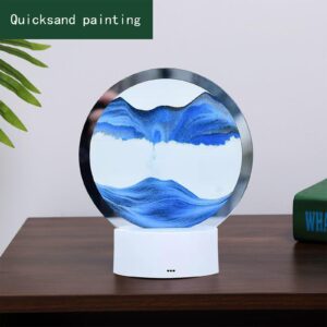 15ML USB Quicksand Table Lamp, Three-Dimensional Sand Painting Table Lamp, Mobile Hourglass Decorative Ambient Light, Living Room Bedroom Quicksand Table Lamp, Home Decoration, Gifts (Blue)