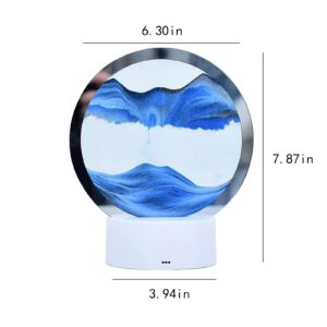 15ML USB Quicksand Table Lamp, Three-Dimensional Sand Painting Table Lamp, Mobile Hourglass Decorative Ambient Light, Living Room Bedroom Quicksand Table Lamp, Home Decoration, Gifts (Blue)