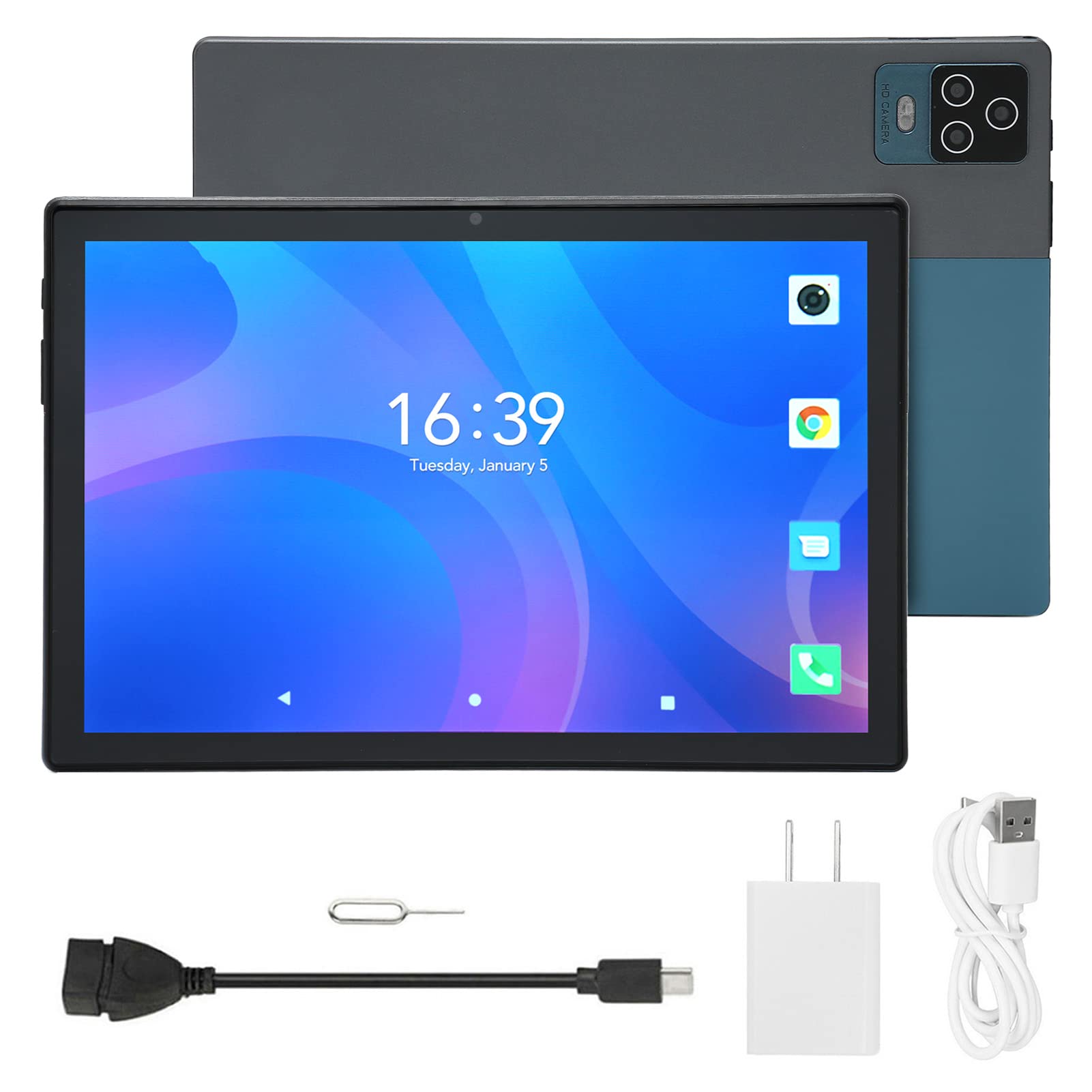 10.1 Inch Tablet, Tablet PC 5G WiFi US Plug 100-240V Support 4G LTE for Kids Watching for Android 12.0 (Blue)