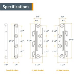 POWERTEC 71425-P2V Surface Mounted Bed Rail Brackets, Bed Frame Fasteners Hardware with Mounting Screws, Bed Rail Hooks for Wood Bed Frame, Set of 8