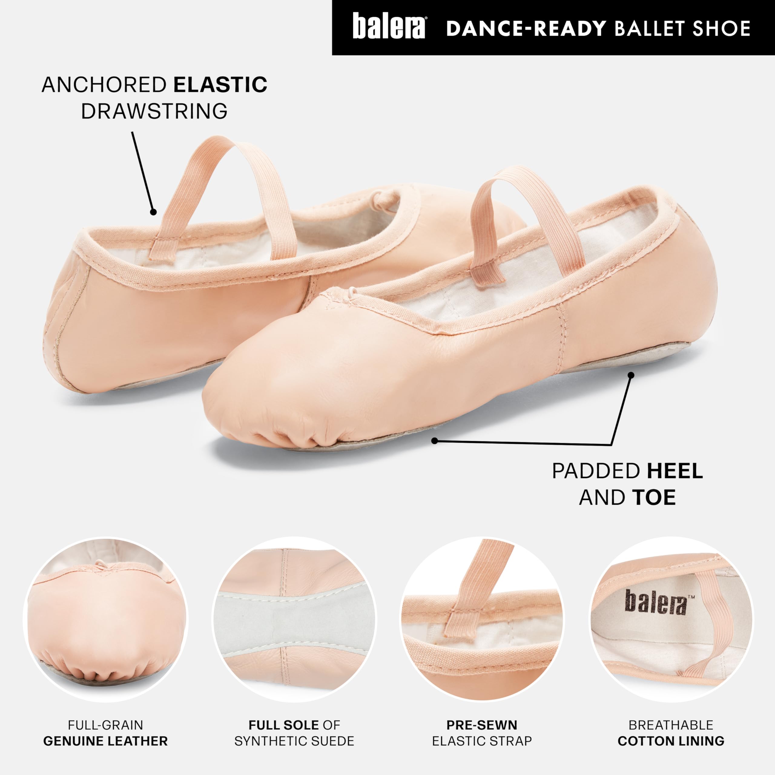 Balera Womens Ballet Shoe Leather Full Sole