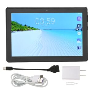 Luqeeg HD Tablet, Octa Core CPU Office Tablet 3 Card Slots 6GB RAM 128GB ROM Travel US Plug 100‑240V (Black)