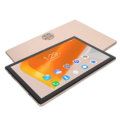 Luqeeg 2 in 1 Tablet, Dual SIM Dual Standby Gold 100‑240V Octa Core CPU 10.1 Inch FHD Tablet 128GB Expandable 4G Calling 5G WiFi for Work (US Plug)