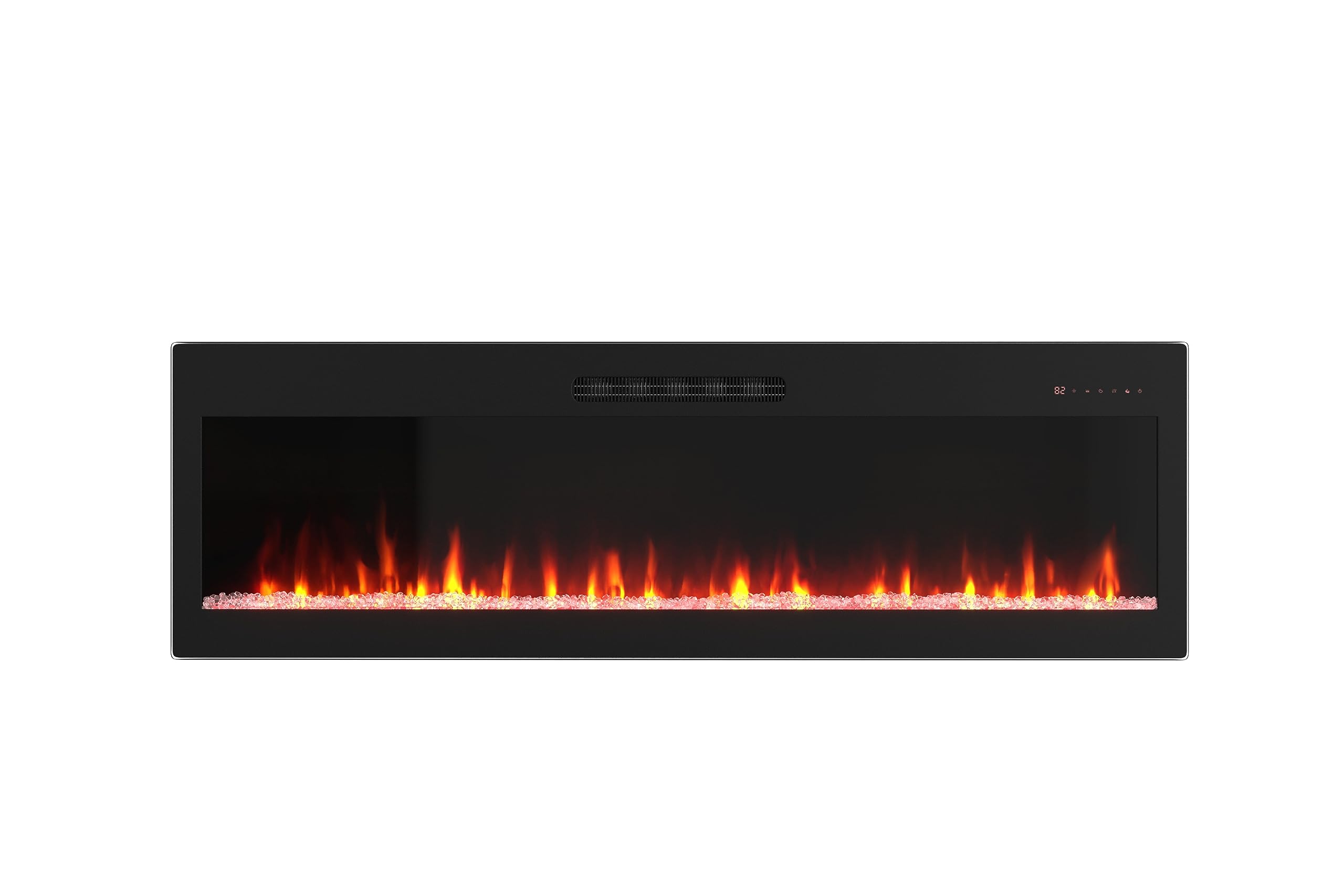 Bridgevine Home 60 inch Recessed and Wall Mounted Electric Fireplace - Modern Touch Screen Fireplace Insert with Adjustable Flame Color and Speed. Includes a Remote Control with Timer.