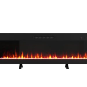 Bridgevine Home 60 inch Recessed and Wall Mounted Electric Fireplace - Modern Touch Screen Fireplace Insert with Adjustable Flame Color and Speed. Includes a Remote Control with Timer.