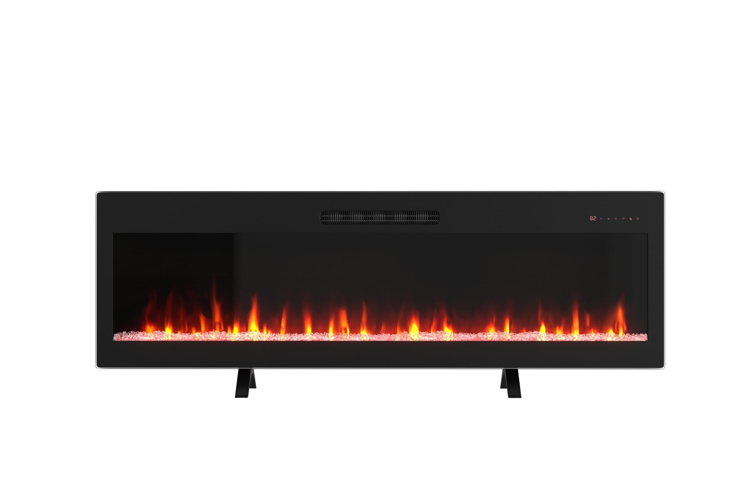 Bridgevine Home 60 inch Recessed and Wall Mounted Electric Fireplace - Modern Touch Screen Fireplace Insert with Adjustable Flame Color and Speed. Includes a Remote Control with Timer.