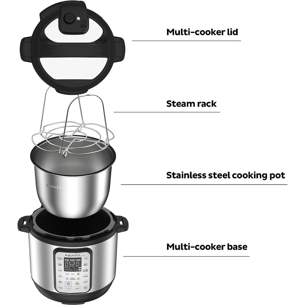 Instant Pot 072-10-4433 Duo Plus 9-in-1 Electric Pressure Cooker 6 Quart Stainless Steel (Renewed)F