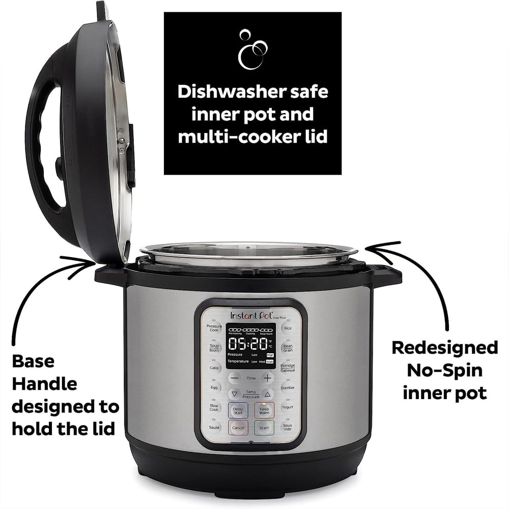 Instant Pot 072-10-4433 Duo Plus 9-in-1 Electric Pressure Cooker 6 Quart Stainless Steel (Renewed)F