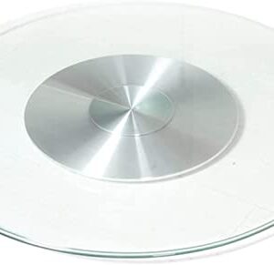 Lazy Susan Turntable, Tempered Glass Round Rotating Tray For Kitchen Dining Table, With Aluminum Alloy Base, Smoothly Spins (Color : Transparent, Size : 60cm)