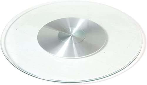 Lazy Susan Turntable, Tempered Glass Round Rotating Tray For Kitchen Dining Table, With Aluminum Alloy Base, Smoothly Spins (Color : Transparent, Size : 60cm)