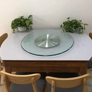 Lazy Susan Turntable, Tempered Glass Round Rotating Tray For Kitchen Dining Table, With Aluminum Alloy Base, Smoothly Spins (Color : Transparent, Size : 60cm)