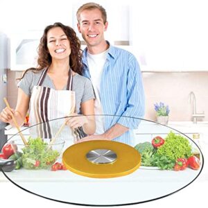 Lazy Susan turntable rotating tray, 10mm tempered glass plate and thicked aluminum alloy bearing, flexible rotation, Silent (Color : Gold, Size : 60cm/23.5in)