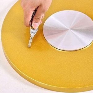 Lazy Susan turntable rotating tray, 10mm tempered glass plate and thicked aluminum alloy bearing, flexible rotation, Silent (Color : Gold, Size : 60cm/23.5in)