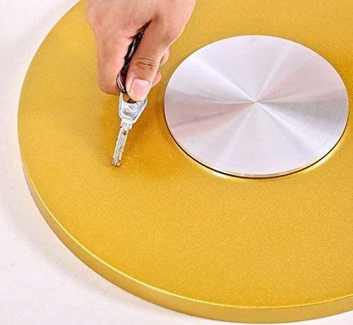 Lazy Susan turntable rotating tray, 10mm tempered glass plate and thicked aluminum alloy bearing, flexible rotation, Silent (Color : Gold, Size : 60cm/23.5in)