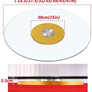 Lazy Susan turntable rotating tray, 10mm tempered glass plate and thicked aluminum alloy bearing, flexible rotation, Silent (Color : Gold, Size : 60cm/23.5in)