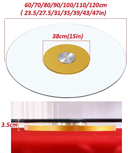 Lazy Susan turntable rotating tray, 10mm tempered glass plate and thicked aluminum alloy bearing, flexible rotation, Silent (Color : Gold, Size : 60cm/23.5in)