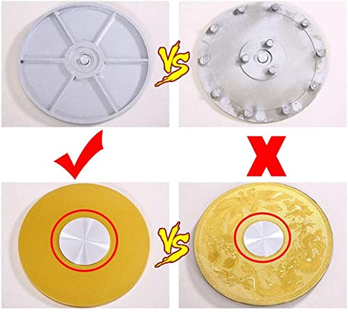 Lazy Susan turntable rotating tray, 10mm tempered glass plate and thicked aluminum alloy bearing, flexible rotation, Silent (Color : Gold, Size : 60cm/23.5in)