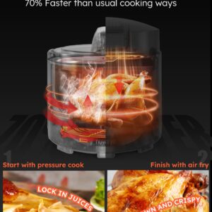 Nuwave Duet Air Fryer and Electric Pressure Cooker Combo with 2 Switchable Lids, 300 FoolProof One-Touch Presets, Crisp&Tender Tech, 6QT Heavy-duty Stainless Steel Pot, 15+ Safety Features, Max 105Kpa