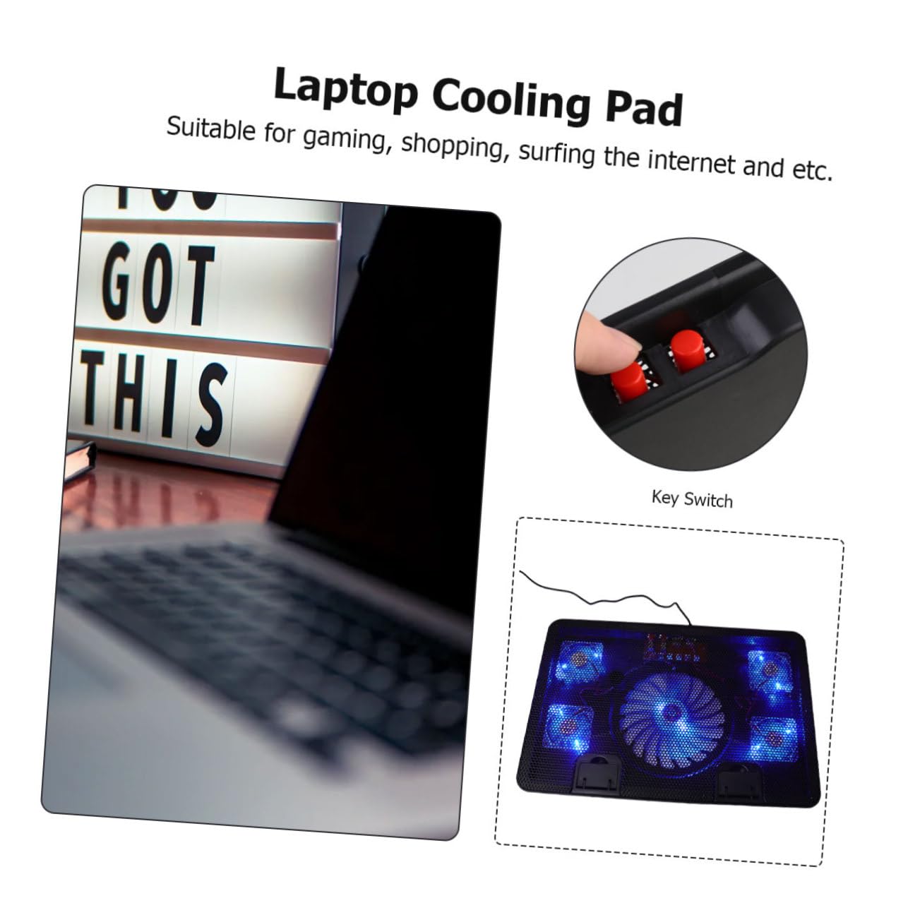 Mikikit Laptop Radiator Cooling Bracket Laptop Fan Stand Cooler Fan Laptop USB Cooling Pad Laptop External Fan Laptop Cooling Fan USB Cooler Pad Air Fan N5 Portable Plastic Accessories