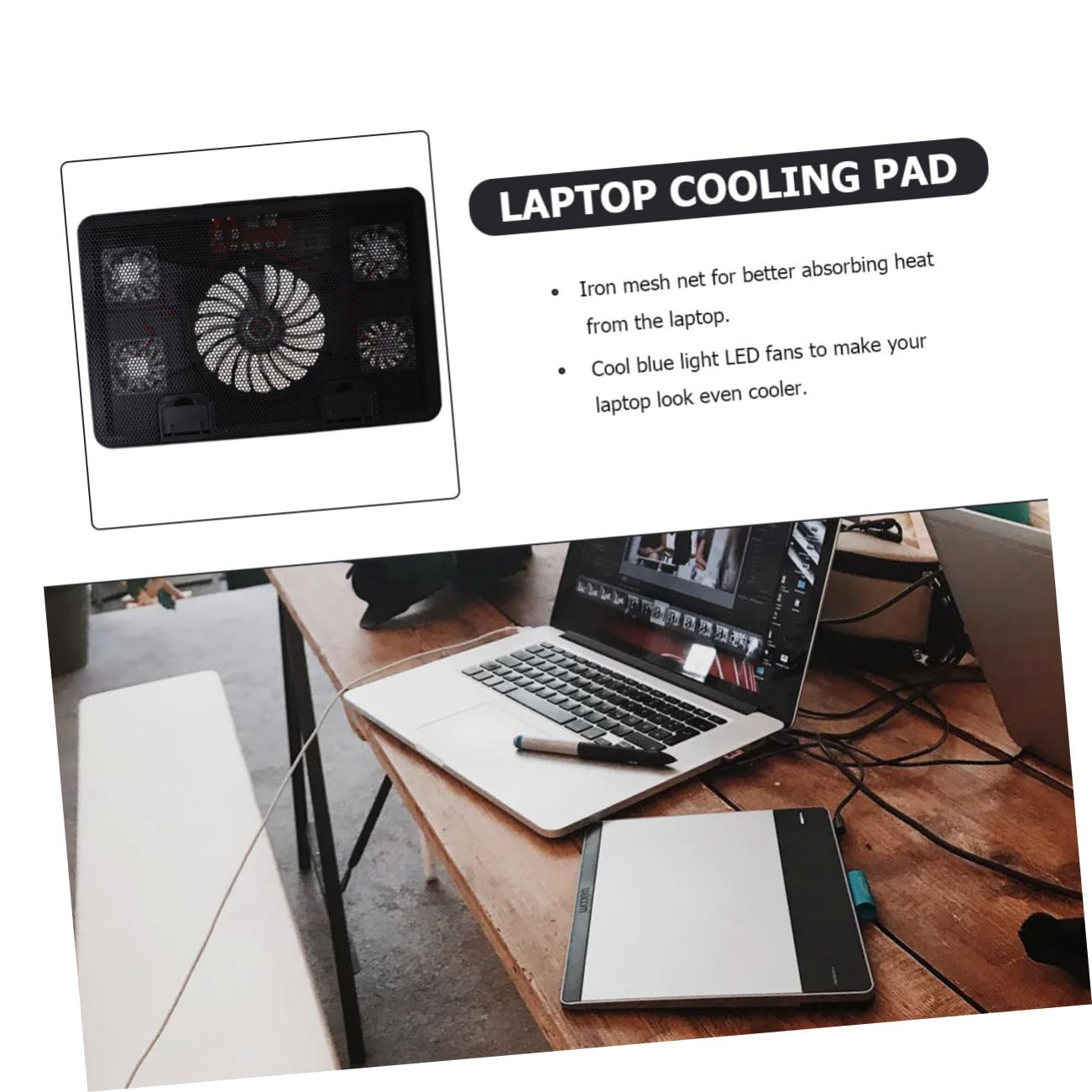 Mikikit Laptop Radiator Cooling Bracket Laptop Fan Stand Cooler Fan Laptop USB Cooling Pad Laptop External Fan Laptop Cooling Fan USB Cooler Pad Air Fan N5 Portable Plastic Accessories